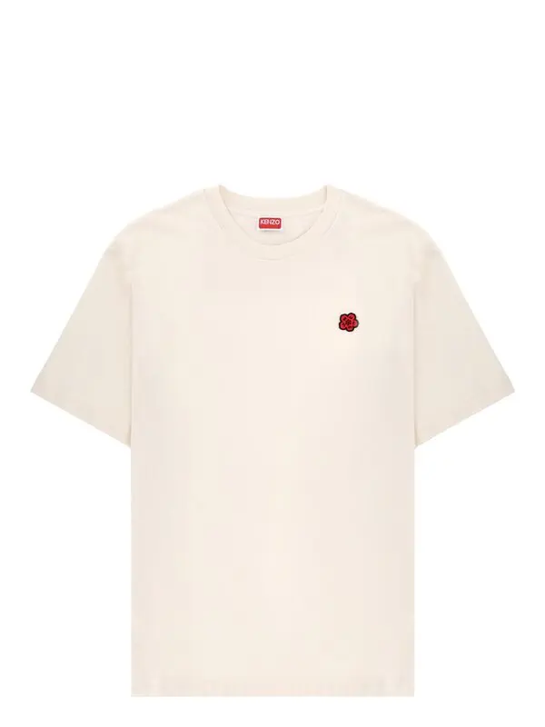 Kenzo T-shirt With "boke Flower" Embroidery - Powder