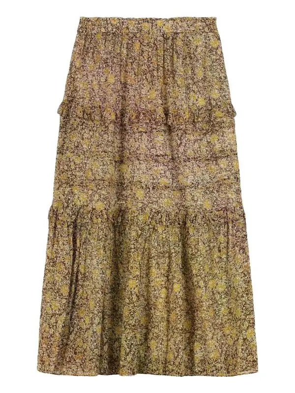 MARANT ETOILE Floral-print Ruffled Skirt - Brown