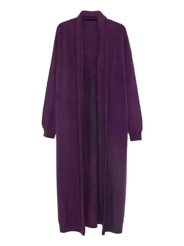 Frenckenberger Open-front Long Cardigan - Purple