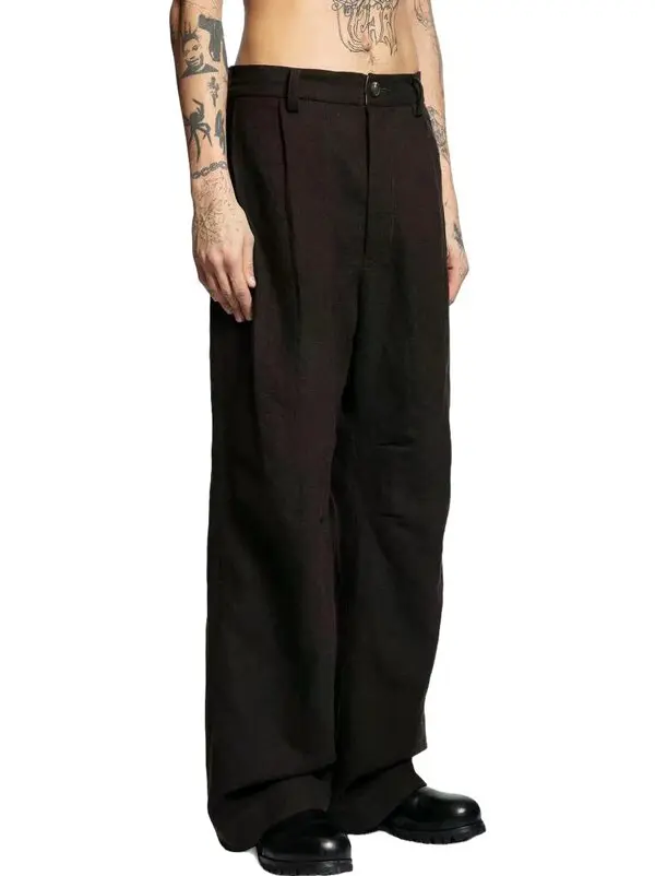 ZIGGY CHEN Straight Leg Worker Trousers - Brown