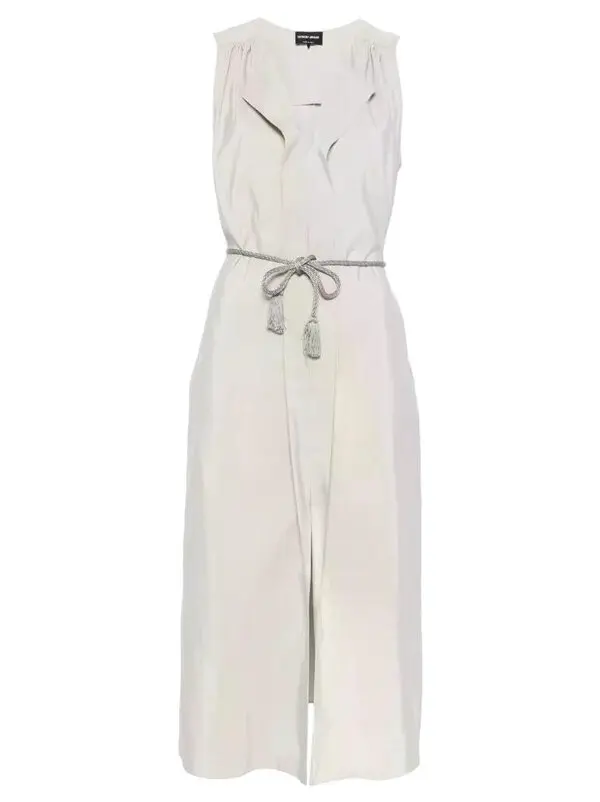 Giorgio Armani Shawl Tassel Midi Dress - Neutrals