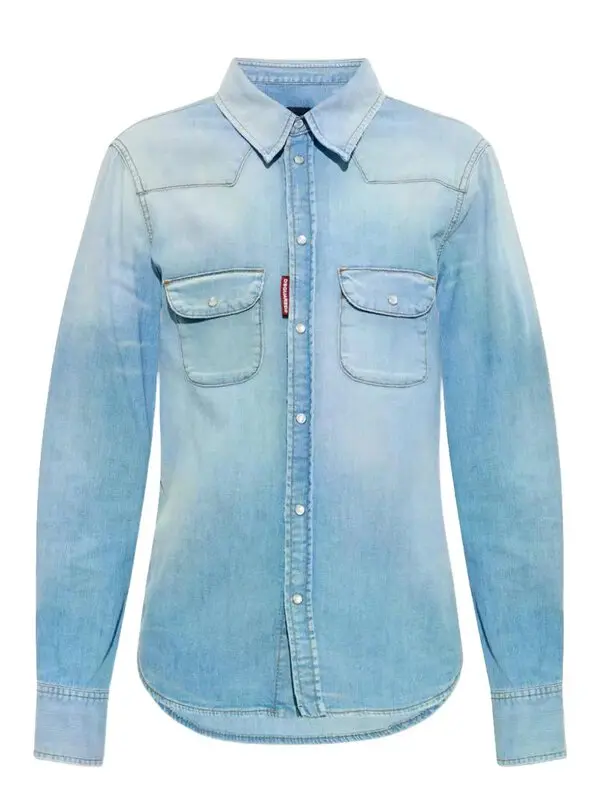 Dsquared2 Western Pocket Cotton Shirt - Blue
