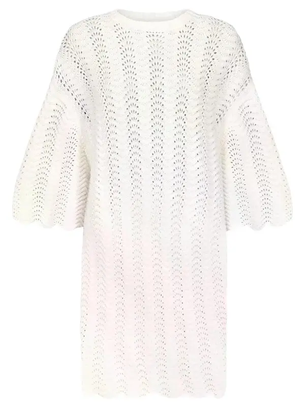 Loulou De Saison Crochet Knit Midi Dress - Neutrals