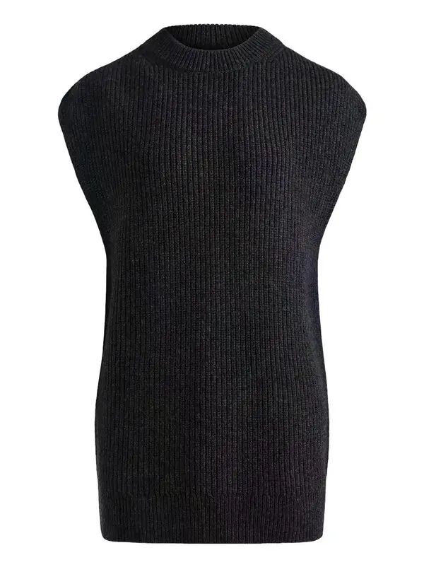 12 STOREEZ Ribbed Wool Vest - Grey