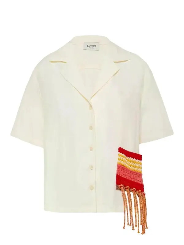 LANEUS Fringed-pocket Shirt - Neutrals