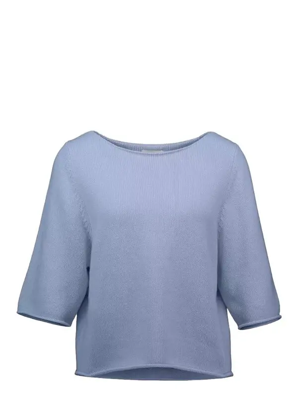 ALLUDE Boatneck Knitted Sweater - Blue