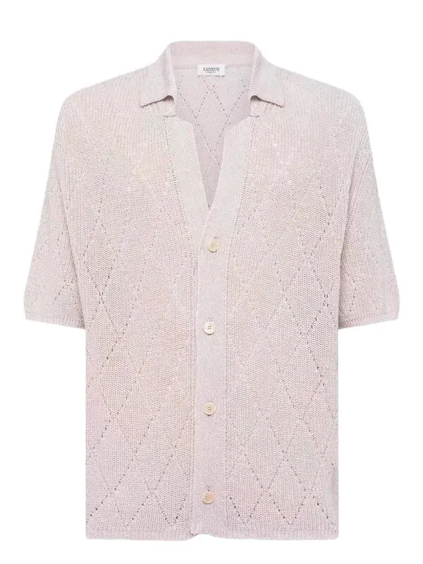 LANEUS Diamond-pattern Knit Cardigan - Neutrals