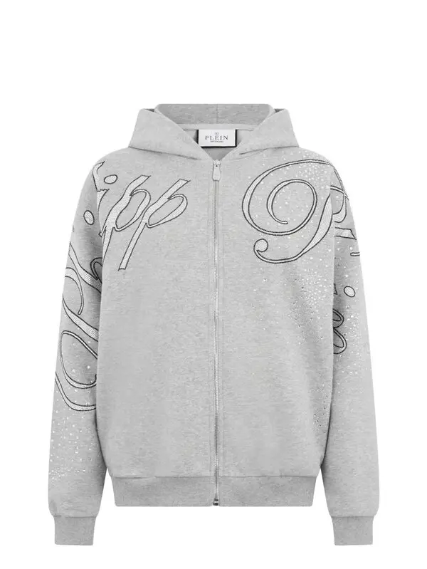 Philipp Plein Chenille Zip Hoodie - Grey