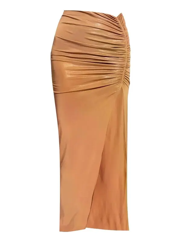 Rick Owens Ruched Detail Maxi Skirt - Brown