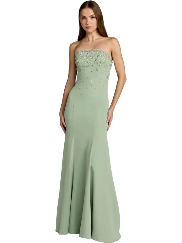 Mac Duggal Embellished Crepe Mermaid Gown - Sage