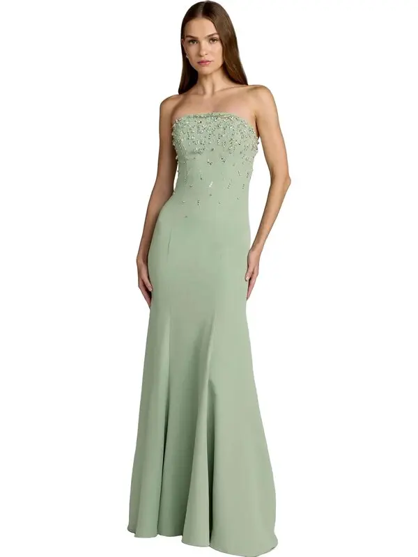 Mac Duggal Embellished Crepe Mermaid Gown - Sage