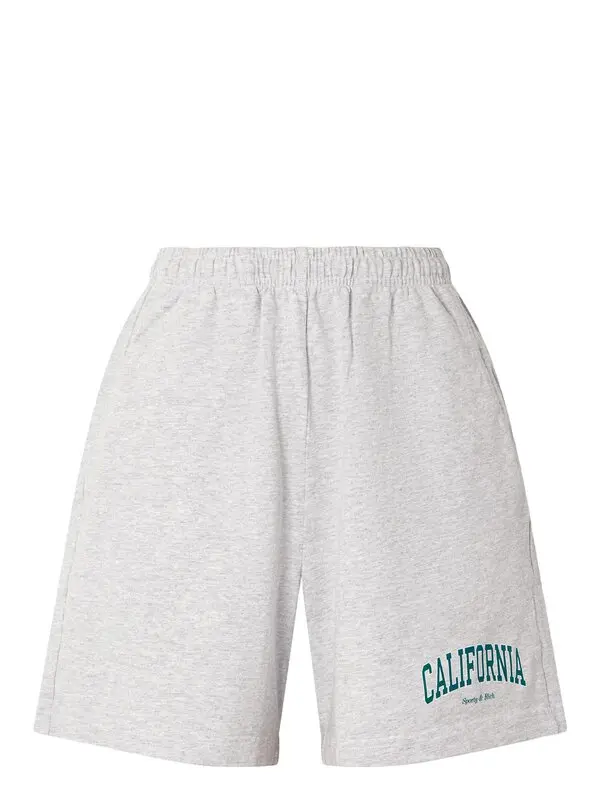 SPORTY & RICH California Printed Cotton-blend Jersey Shorts - Gray