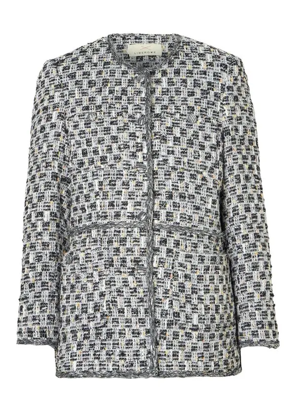 LIBEROWE Diya Metallic Tweed Blazer - Silver