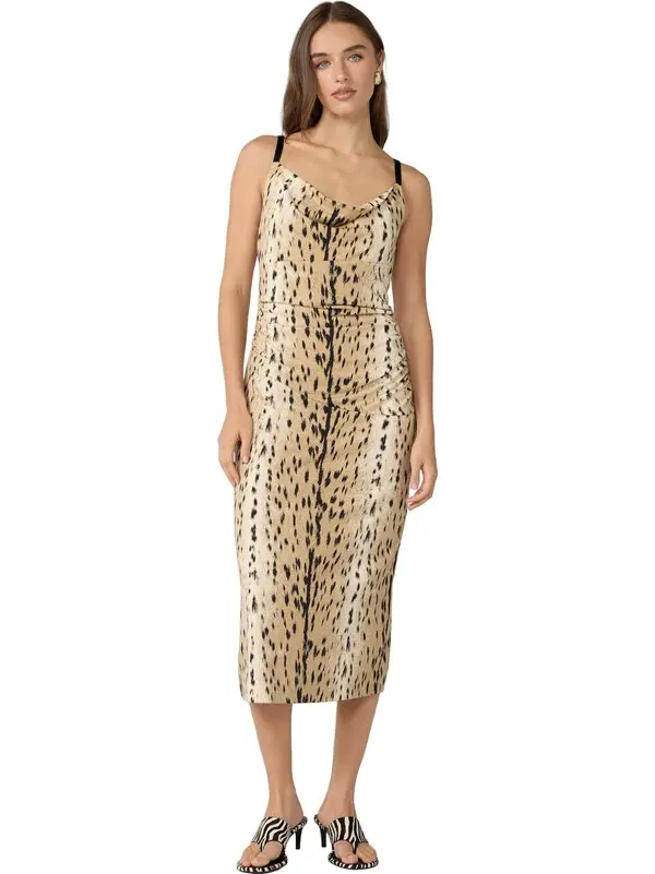 Diane Von Furstenberg Claudia Slip Dress - Leopard Fawn Neutral