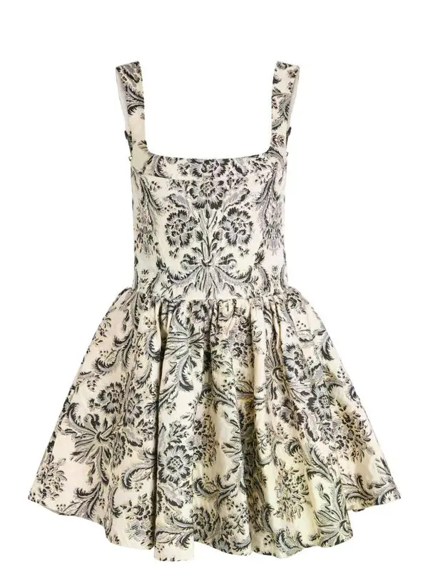 Alice + Olivia Guinevere Floral Mini Dress - Neutrals