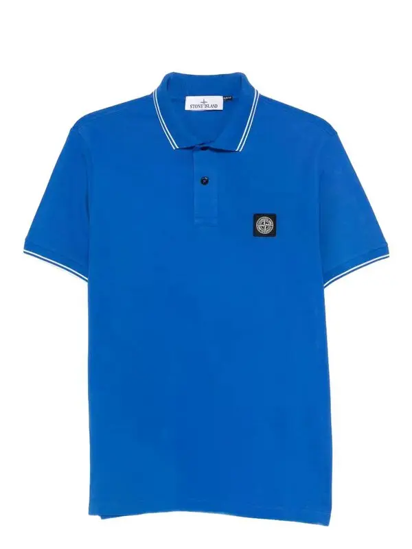 Stone Island Logo-patch Piped Polo Shirt - Blue
