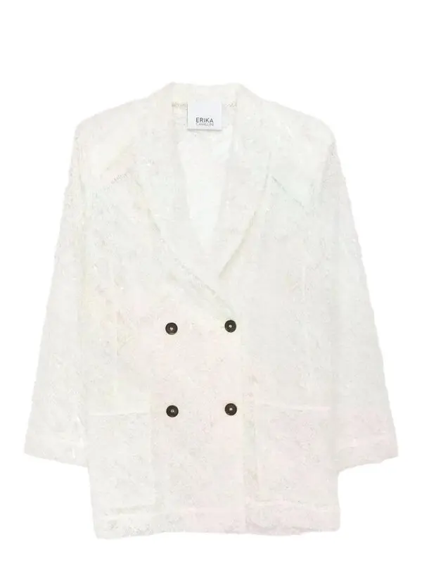 Erika Cavallini Double-breasted Fringed Jacket - White