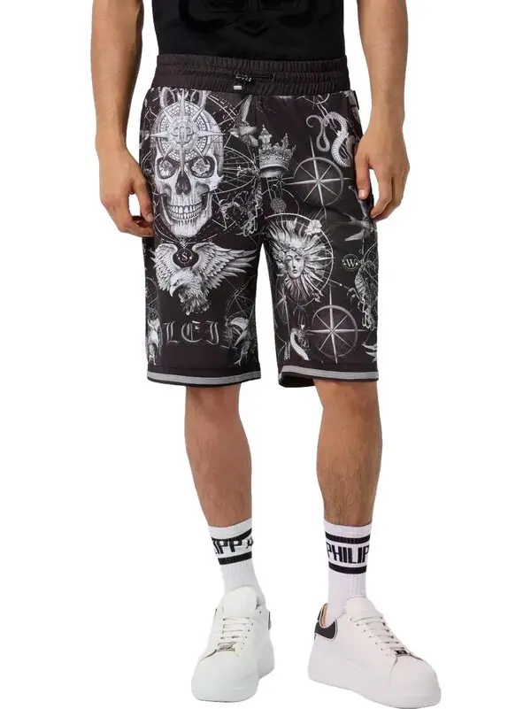 Philipp Plein Graphic Print Shorts - Black