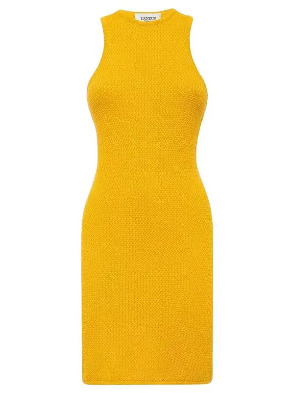 LANEUS Sleeveless Knitted Dress - Yellow