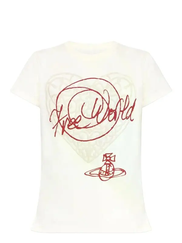 VIVIENNE WESTWOOD Embroidered T-shirt - Neutrals
