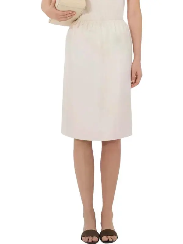 Loulou De Saison Silk Twill Midi Skirt - Neutrals