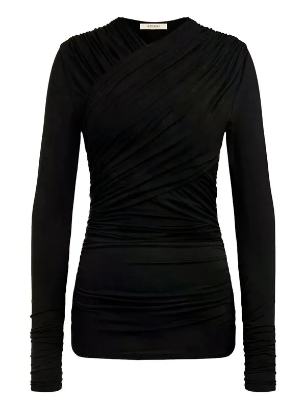 12 STOREEZ Draped Ruched Top - Black