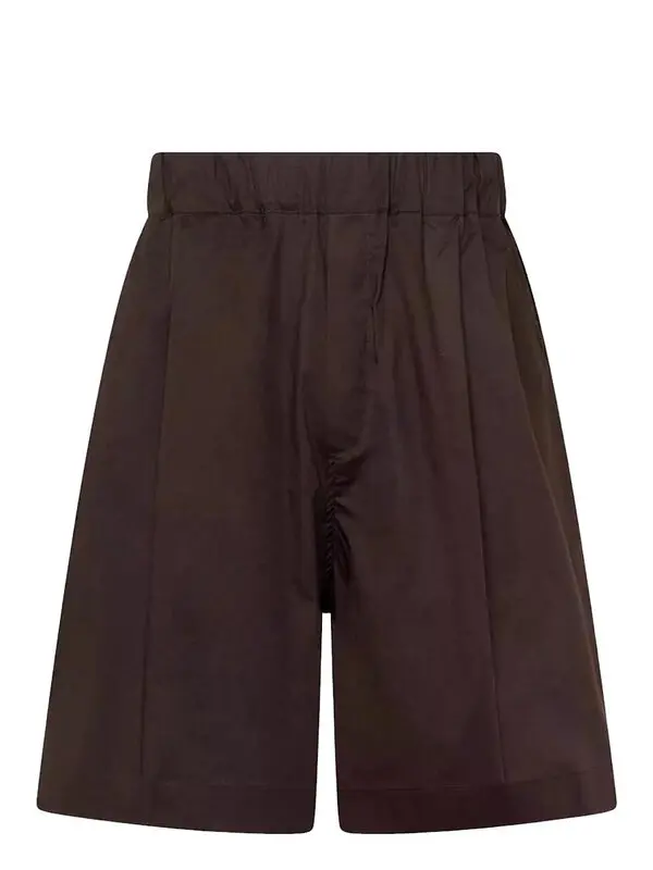 LANEUS Elasticated-waist Patch-pocket Bermuda Shorts - Brown
