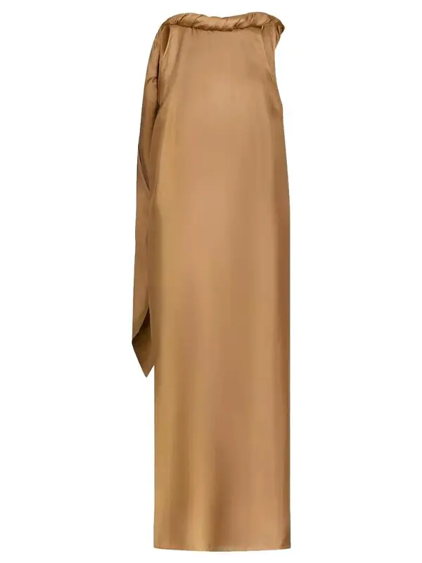 Loulou De Saison Susan Twisted-collar Midi Dress - Brown