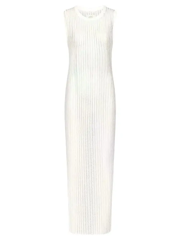 Loulou De Saison Icaria Semi-sheer Ribbed Knitted Maxi Dress - White