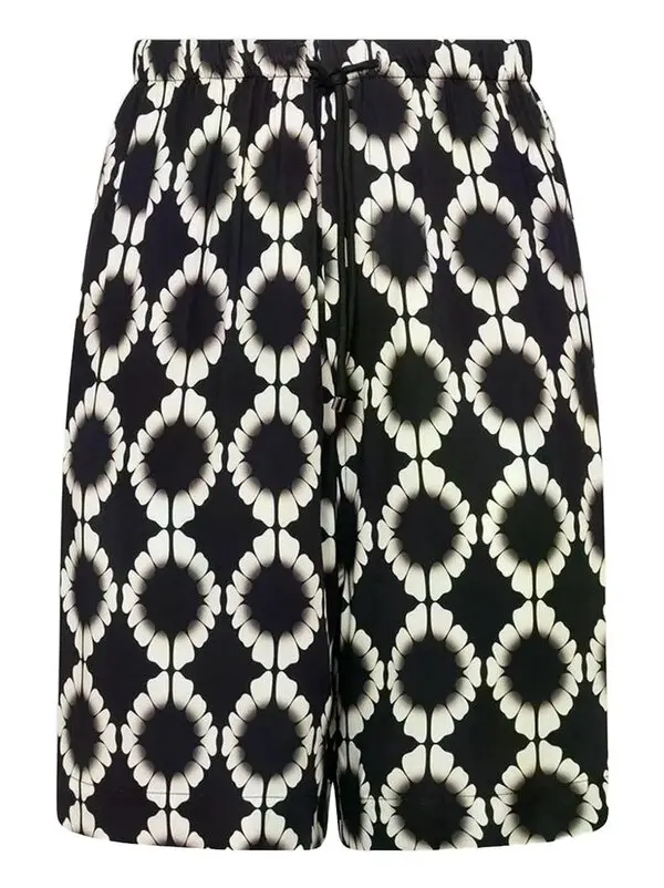 LANEUS Patterned Drawstring Shorts - Black