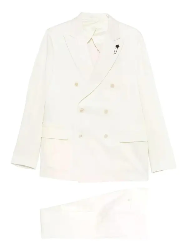 LARDINI Double-breasted Suit - White