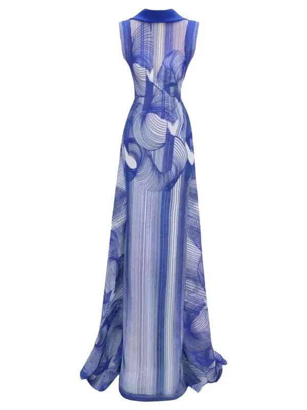 GEMY MAALOUF Embroidered Pattern Maxi Dress - Blue