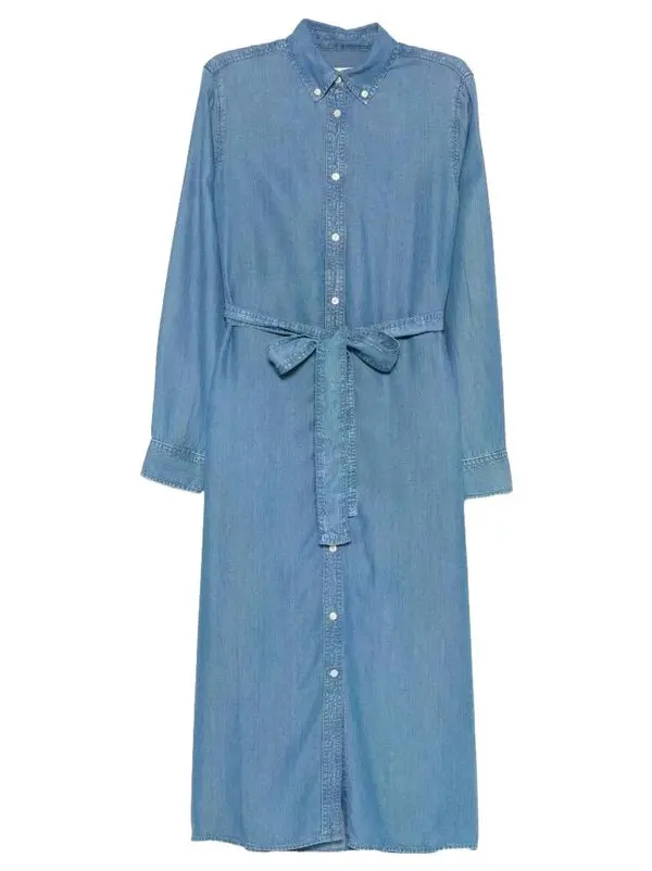 Gant Buttoned Belted Midi Shirt Dress - Blue