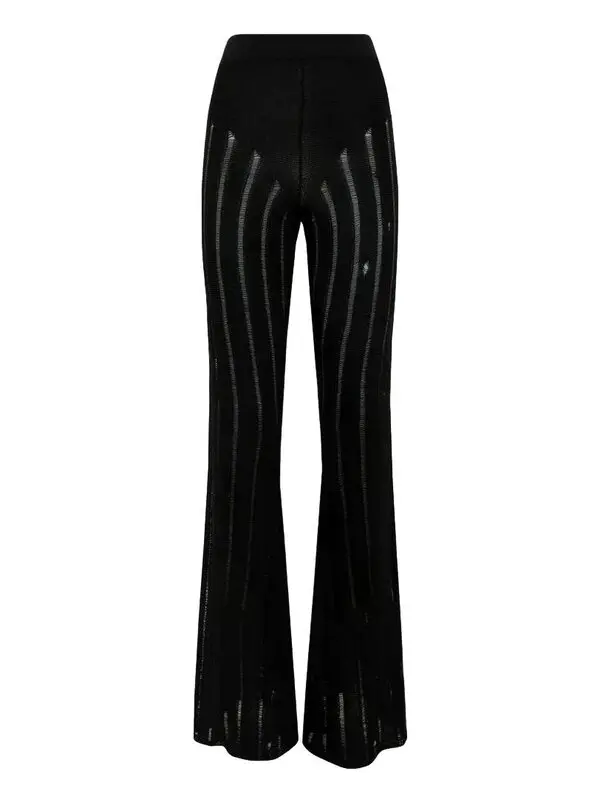 LANEUS Knitted Flared Trousers - Black
