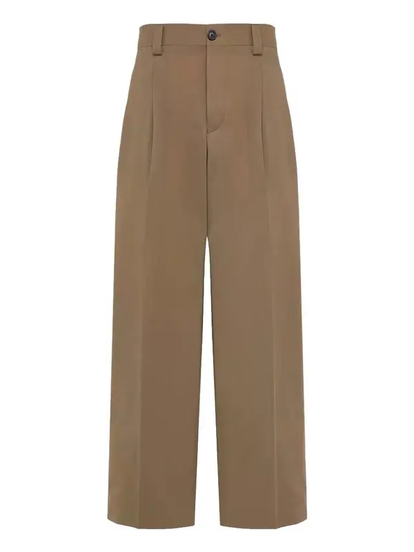 LANEUS Button-fastening Flap-pocket Trousers - Brown