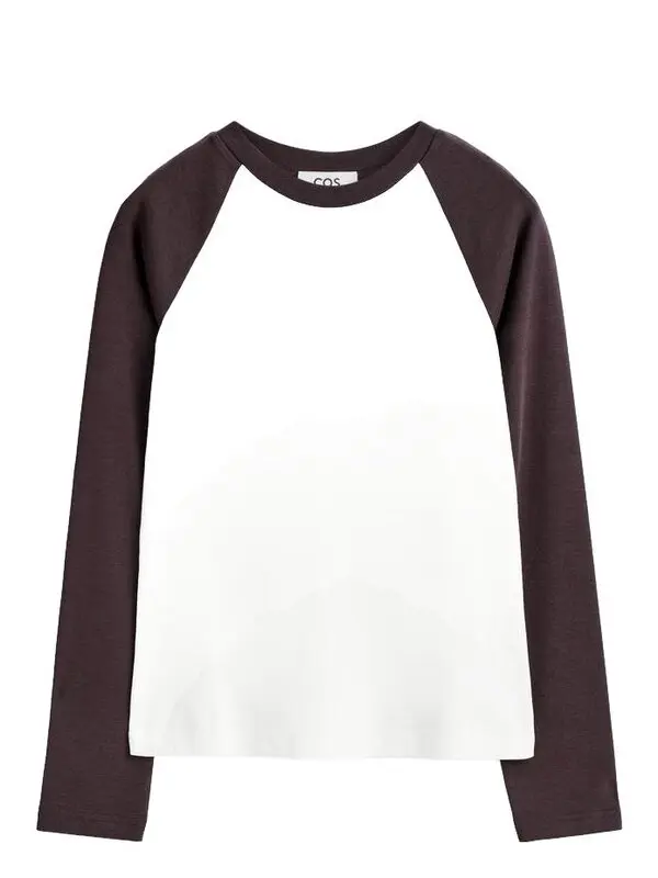 Cos Contrast-sleeve T-shirt - Brown