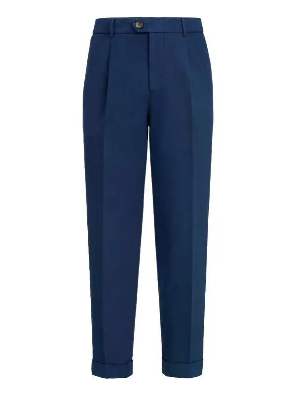 Brunello Cucinelli Garment-dyed Pleated Trousers - Blue