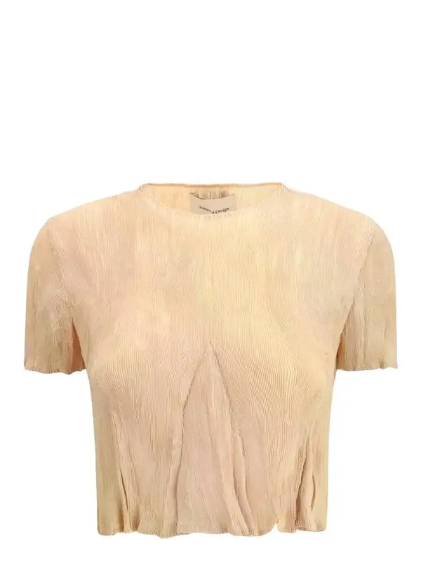 GONGDID DESIGN Pleated Crop Top - Neutrals