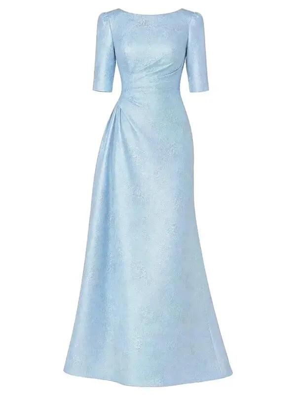 Rickie Freeman For Teri Jon Jacquard Side Drape Gown - Blue