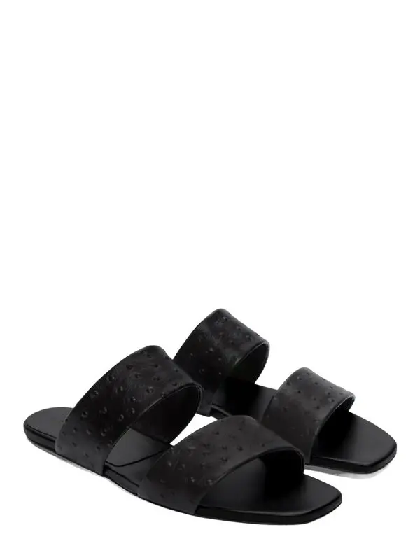 Loulou De Saison Jako Textured Strap Flat Sandals - Black