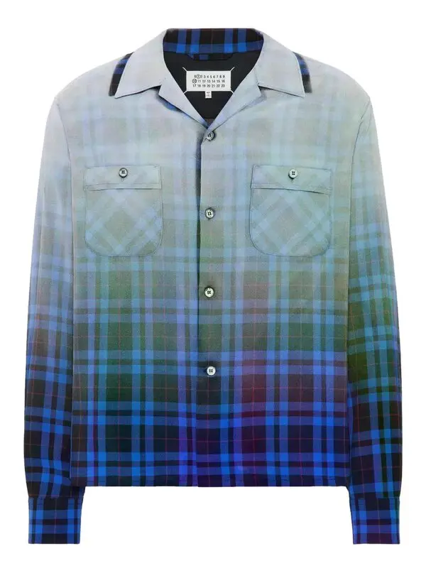 MAISON MARGIELA Plaid Long-sleeved Shirt - Blue