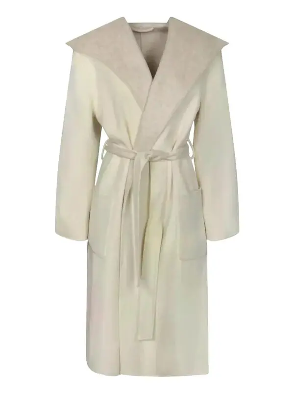 P.a.r.o.s.h Hooded Belted Wool Coat - Neutrals