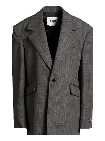 MSGM Virgin Wool Single-breasted Blazer - Grey