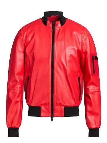 Peuterey Leather Blend Bomber Jacket - Red