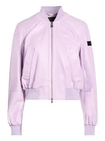 Peuterey Leather Bomber Jacket - Purple