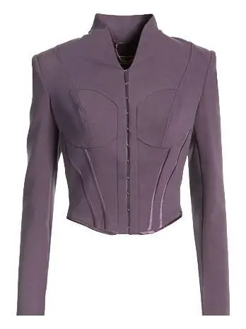Elisabetta Franchi Crepe Jacket With Satin Trims - Purple