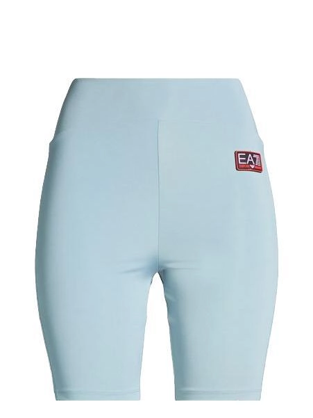 EA7 Cycling Shorts With High Waist And Logo Embellishment - Light Blue