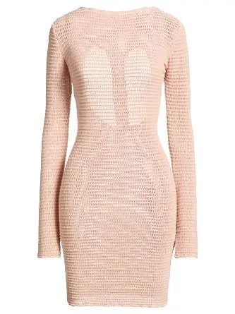 Elisabetta Franchi Mini Crochet-knit Dress - Blush