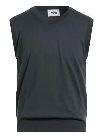 Alpha Studio Knitted Cotton Top - Charcoal