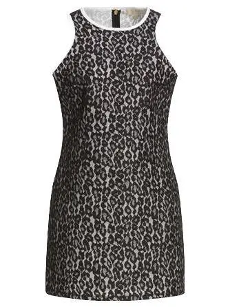 Michael Kors Flared Mini Dress With Lace And Piped Trims - Black